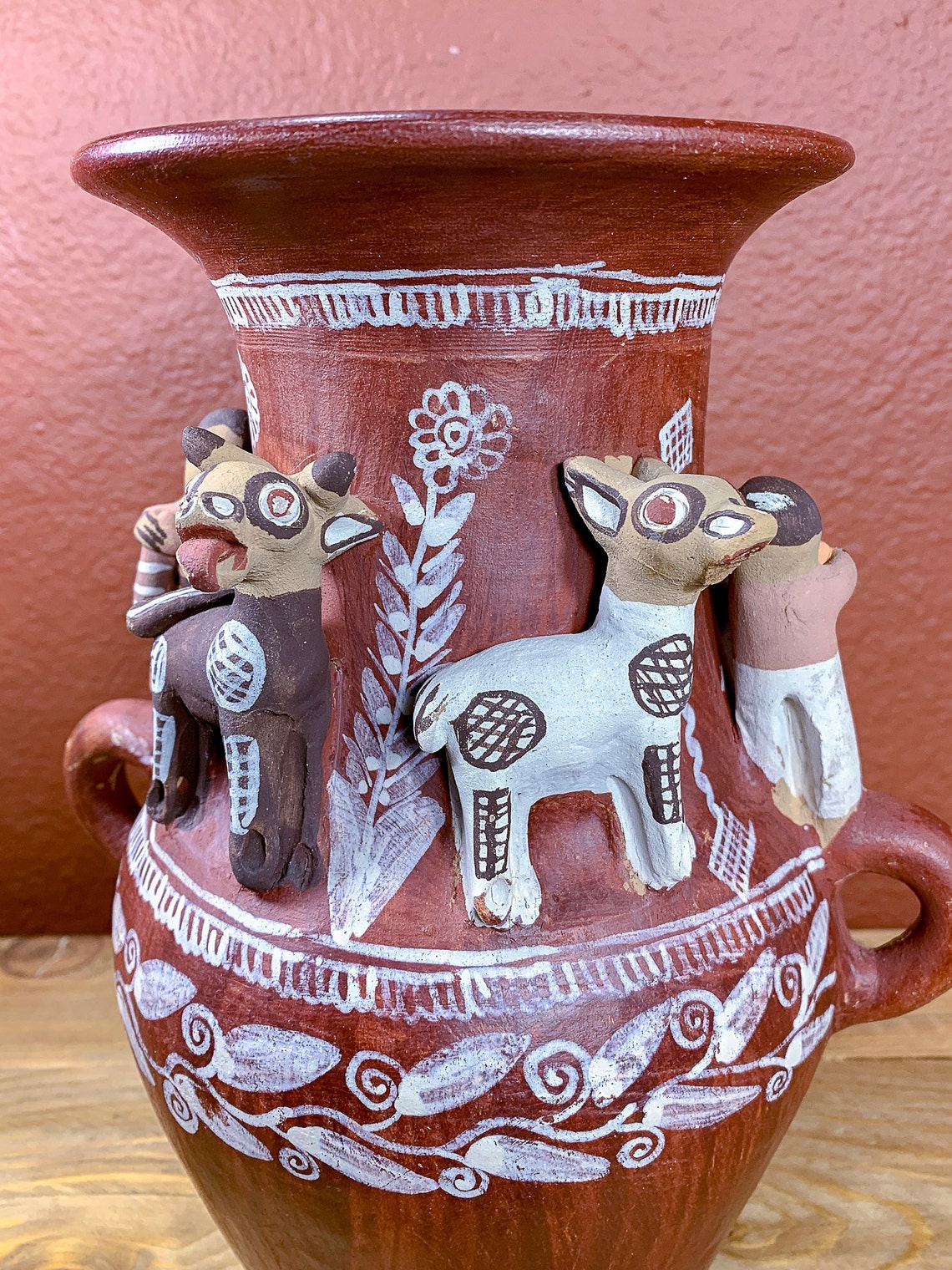 Quinua Peru Folk Art Clay Pottery Clay Vase With Dimensional | Etsy