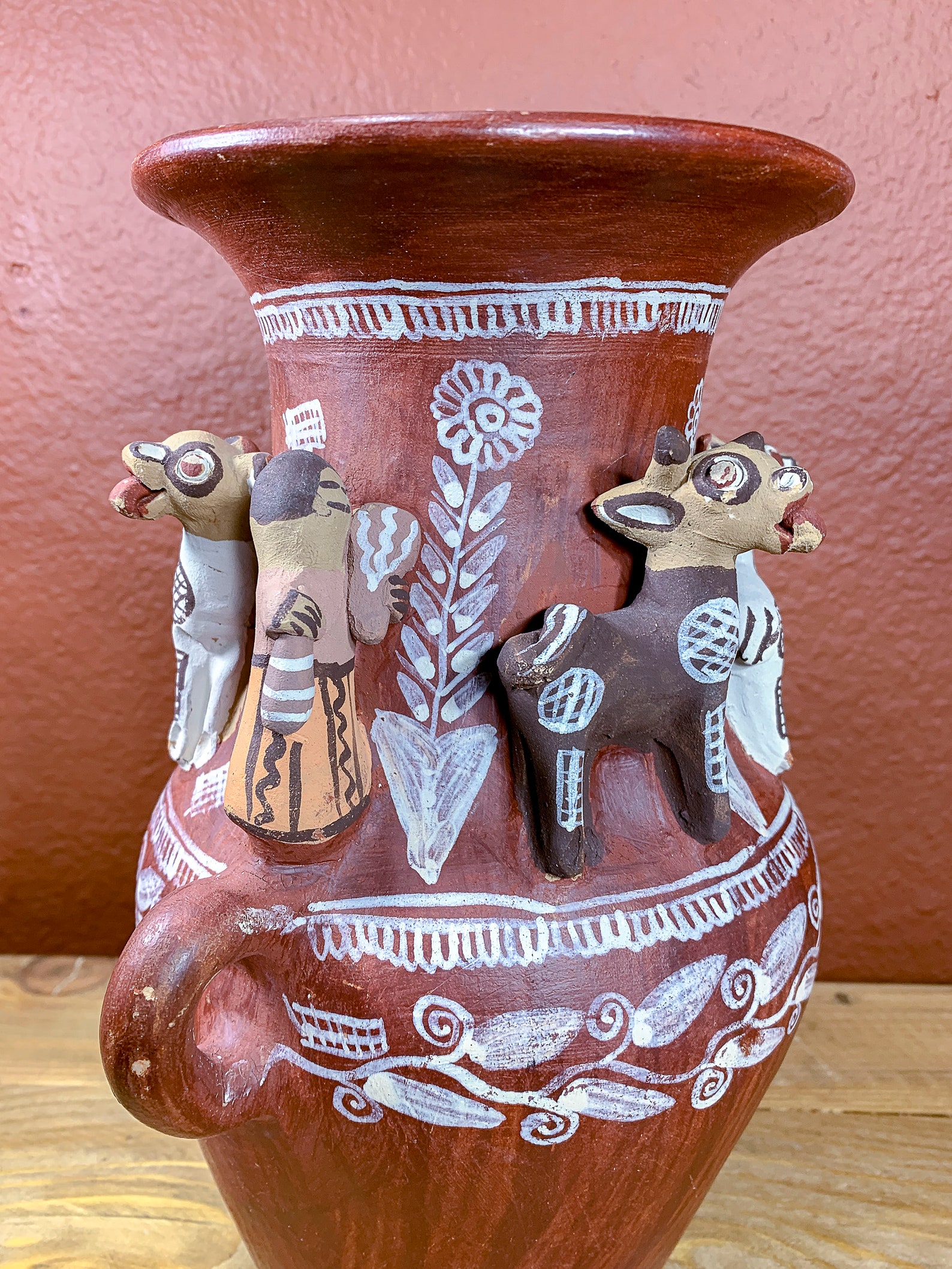 Quinua Peru Folk Art Clay Pottery Clay Vase With Dimensional - Etsy
