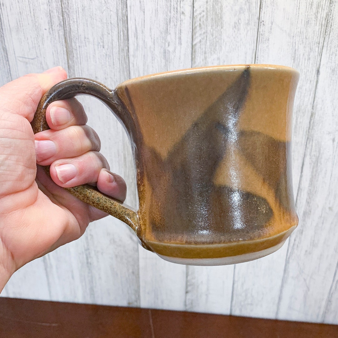 Vintage Studio Pottery Mug, Brown Tan Glazed Pottery Mug, Boho Mug ...