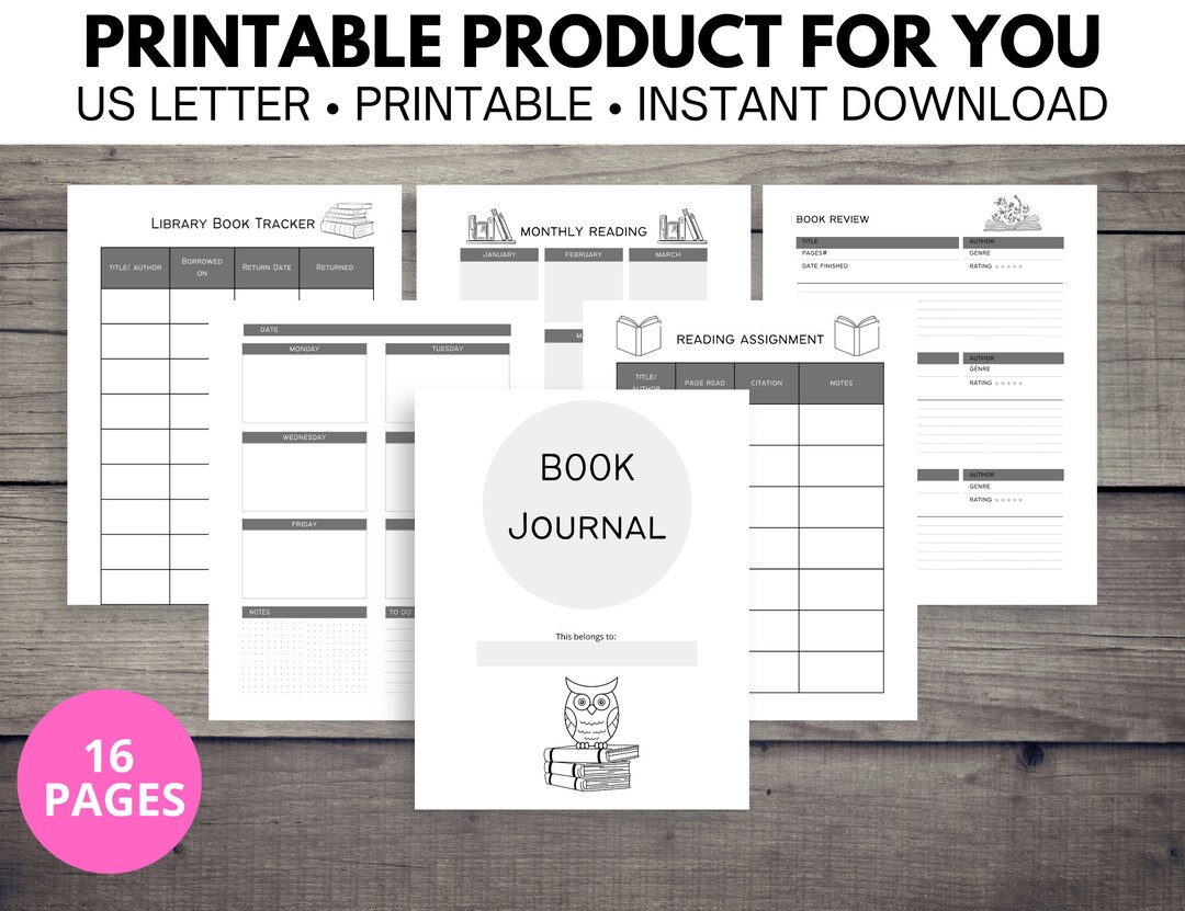 Printable Reading Planner: Book Log & Review Pages (instant Download ...