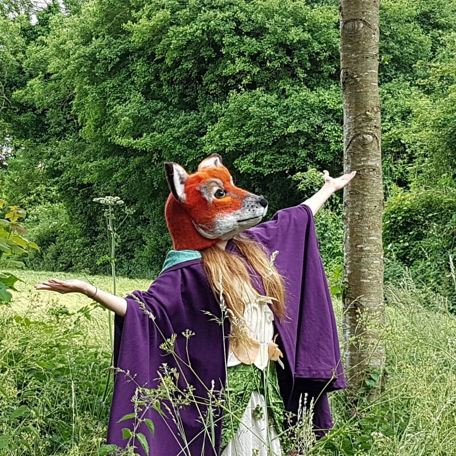 Animal Mask Needle Felted Wool Fox Wolf Cat Dragon Badger LARP | Etsy