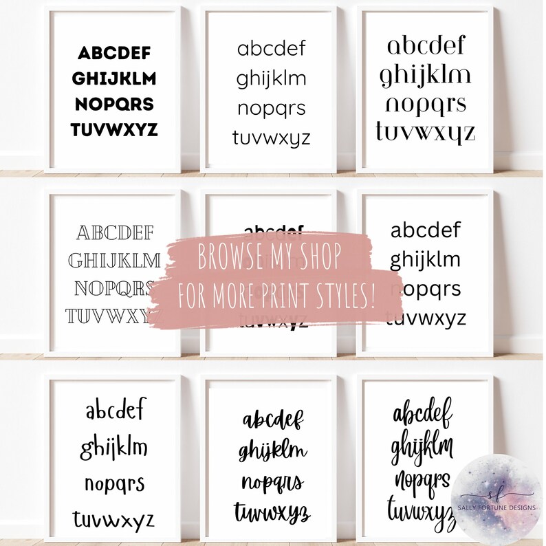 Cursive Alphabet Poster ABC Poster Letters Learning Wall Art Nursery ...