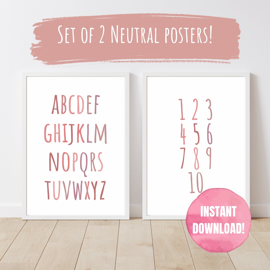 Alphabet Poster Set ABC Poster Letters Numbers Learning Wall Art ...