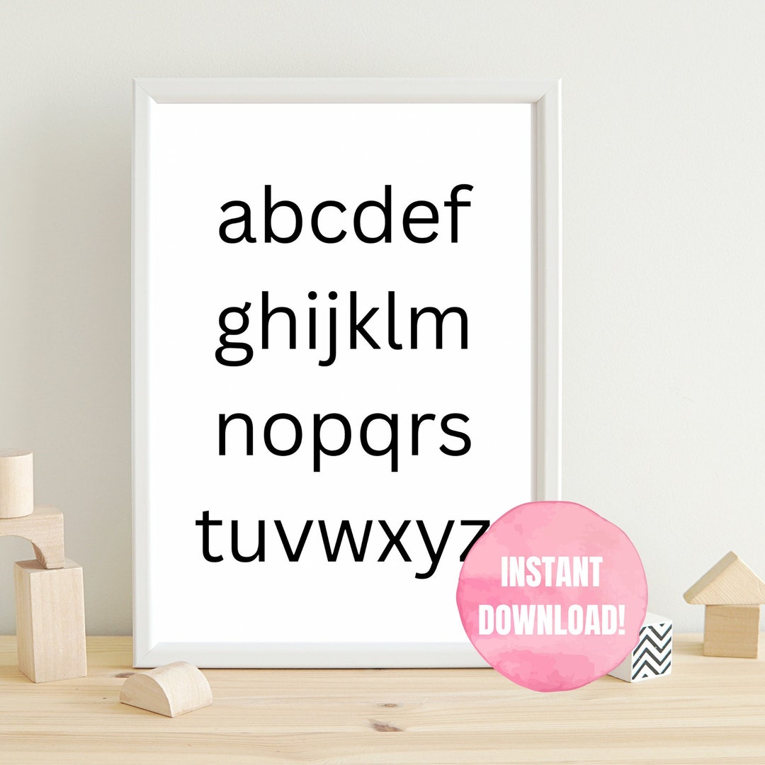 Typography Alphabet Poster Children ABC Poster Letter Learning Wall Art ...