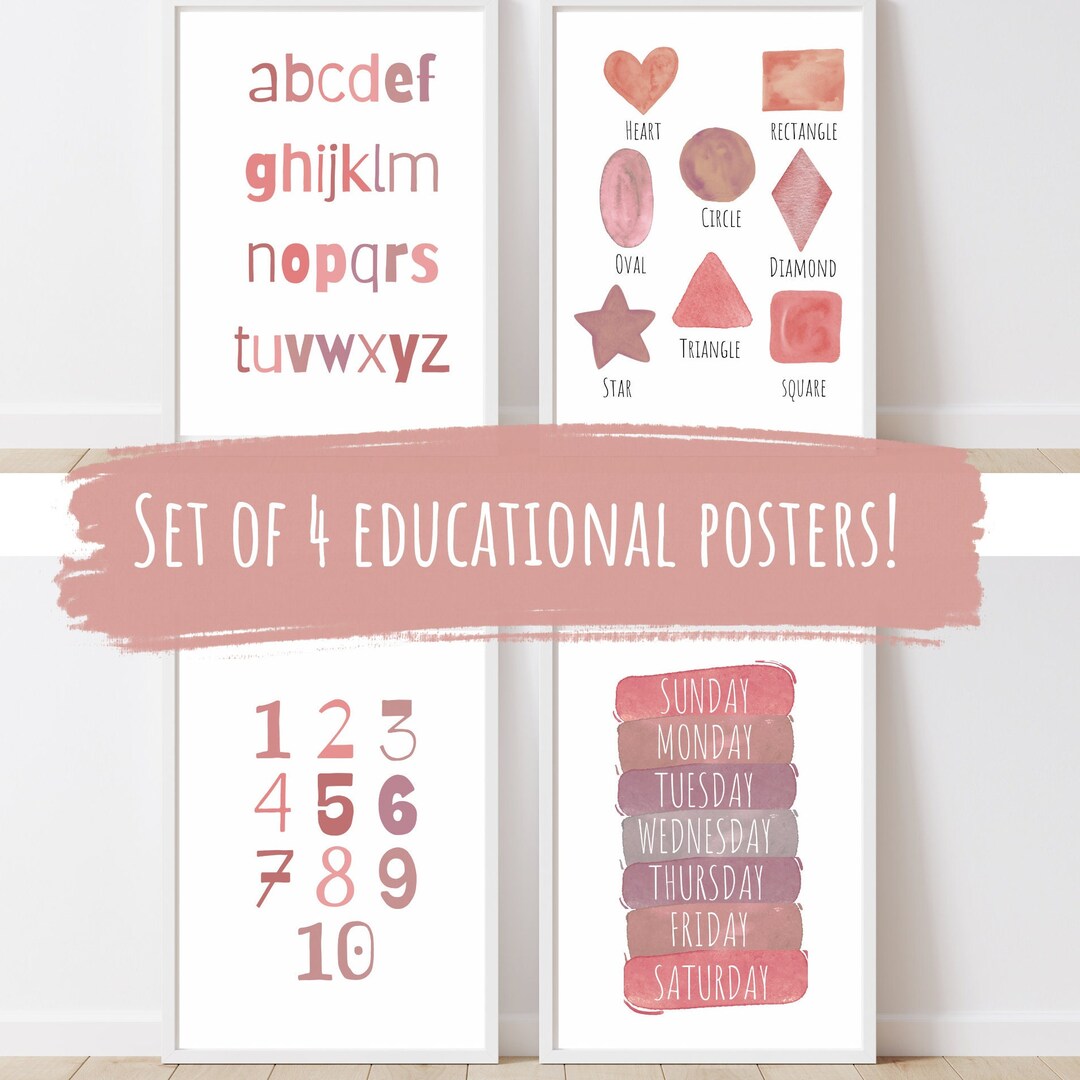 Alphabet Poster Set, ABC Poster, Letters, Learning Wall Art, Nursery ...