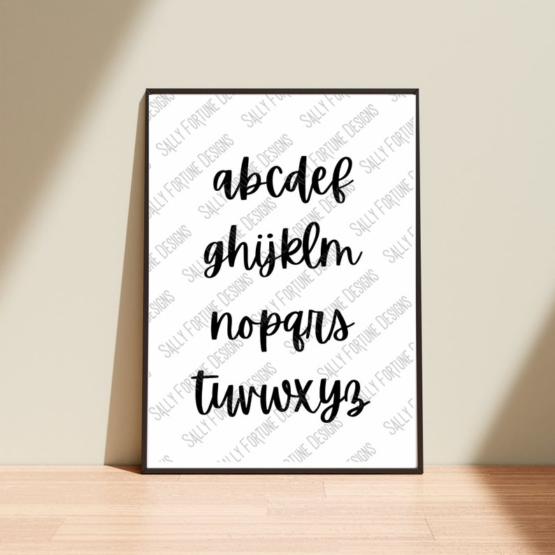 Cursive Alphabet Poster ABC Poster Letters Learning Wall Art Nursery ...
