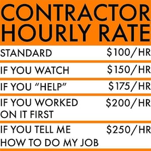 Contractor Hourly Rate Funny Humorous Comical Handyman Renovation ...