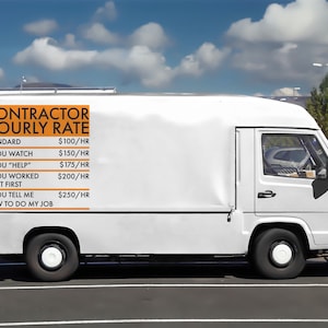 Contractor Hourly Rate Funny Humorous Comical Handyman Renovation ...