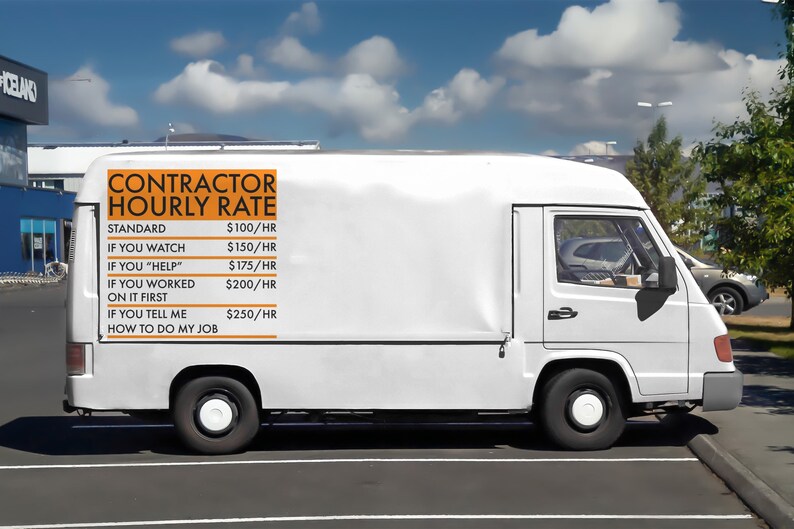 Contractor Hourly Rate Funny Humorous Comical Handyman Renovation ...