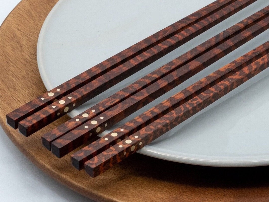 Rare Brass & Wood Chopstick Set Handmade Snakewood - Unique Gift for ...