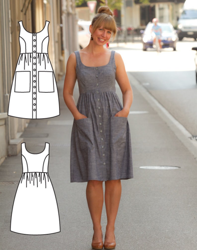 Button Down Dress Pattern - Midi Dress Pattern - Midi Dress Sewing ...