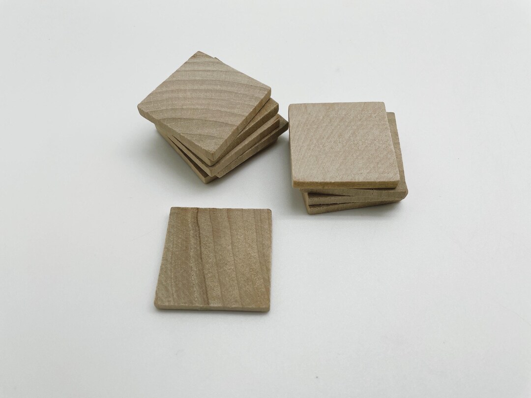 1 1/2" Wood Square - Set of 10 Wood Tiles - Unfinished Wood - Wooden ...