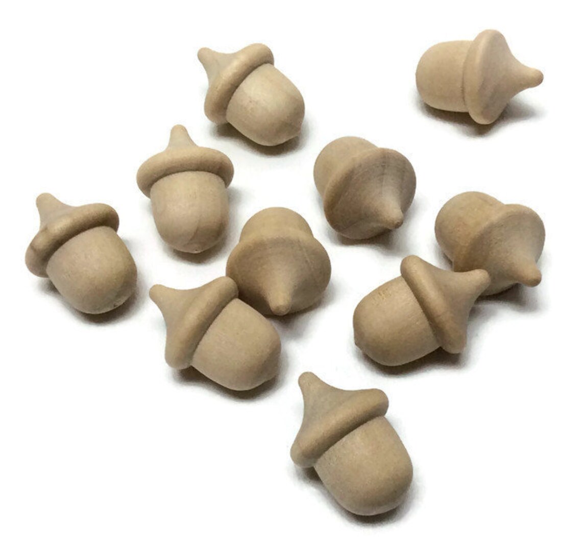 Mini Wooden Acorns 7/8 Set of 10 Unfinished Wood | Etsy