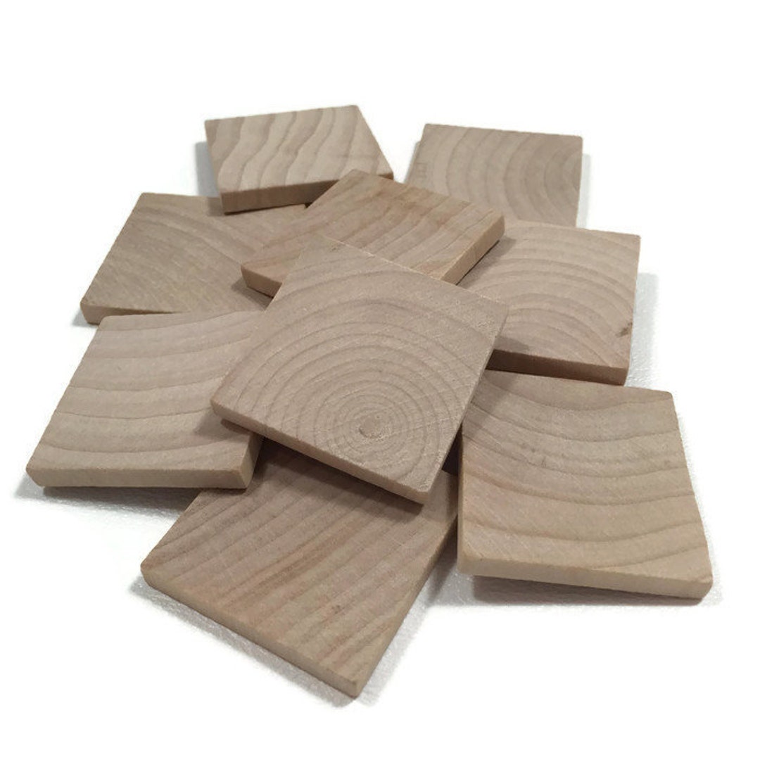 1 1/2 Wood Square Set of 10 Wood Tiles Unfinished Wood Wooden Squares 1 ...