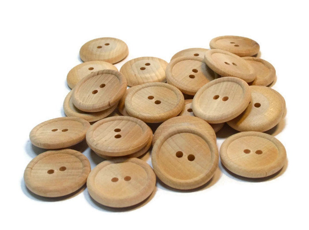 1" Wood Buttons - Set of 25 - 1 Inch Button - Unfinished Wood - 1/8 ...