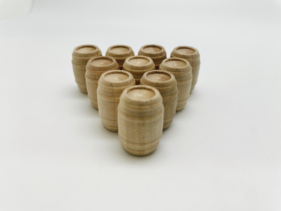 7/8" Wooden Pickle Barrels - 10 - Unfinished Wood - 5/8" Wide - Mini ...