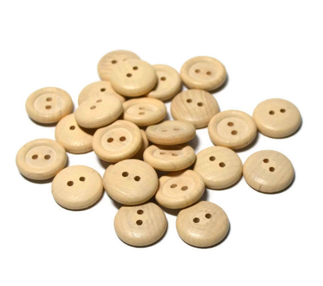 5/8" Wood Buttons - Set of 25 - 5/8 Inch Button - Unfinished - Wooden ...