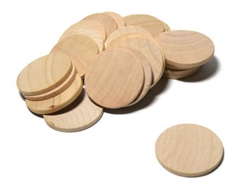 1 Wood Disc Wood Coins Set of 25 Unfinished Wood | Etsy