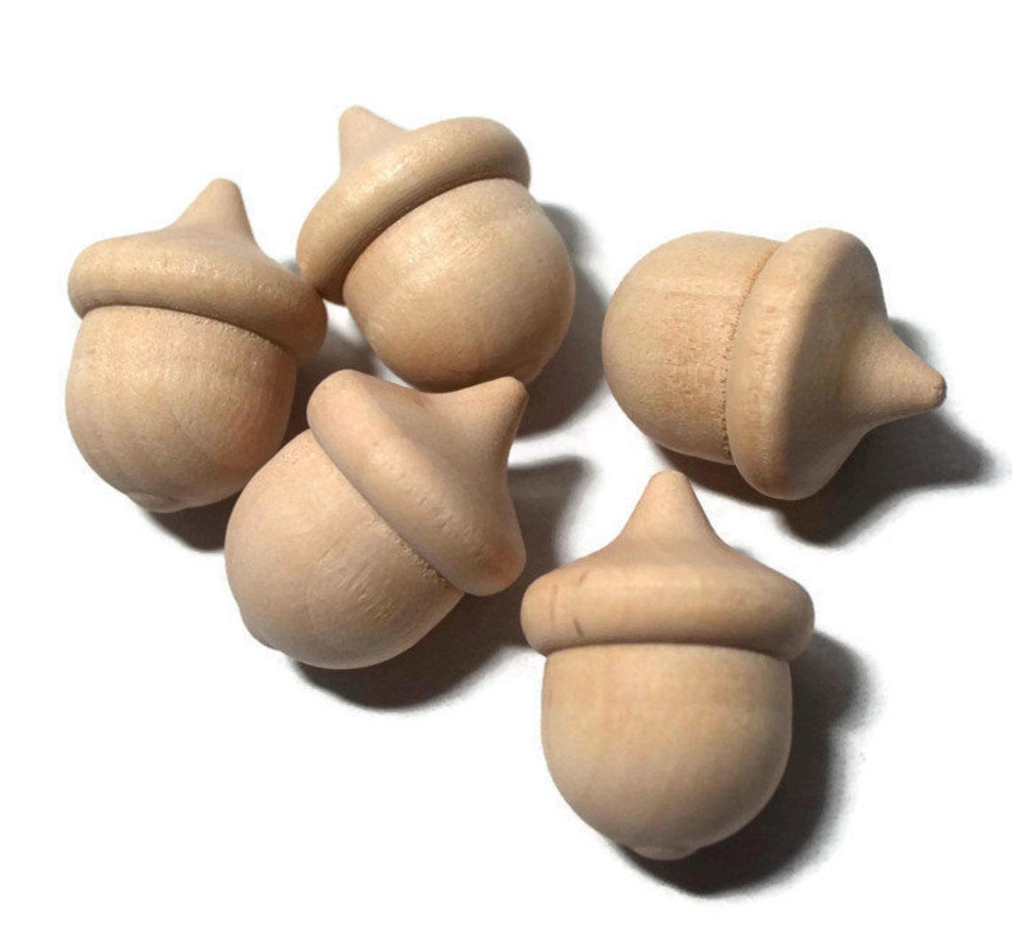 Wooden Acorns 1-3/8 Set of 5 Unfinished Wood Acorns - Etsy
