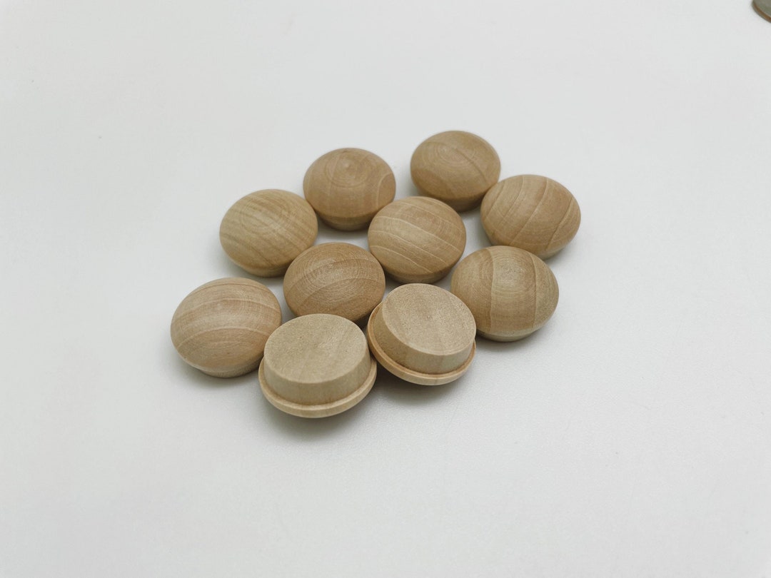 3/4" Mushroom Buttons - Maple Wood Plugs - Set of 10 - Unfinished Wood ...