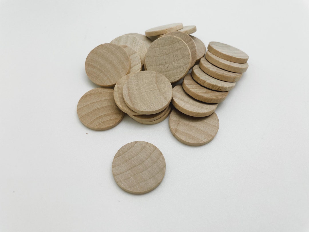 1" Wood Disc - Wood Coins - Set of 25 Unfinished Wood Rounds - Wood ...