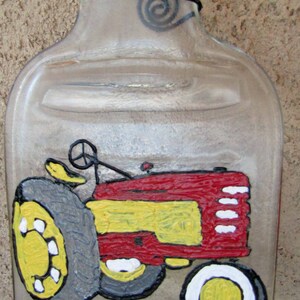 Farm Tractor Painting on Melted Whiskey Bottle - Etsy