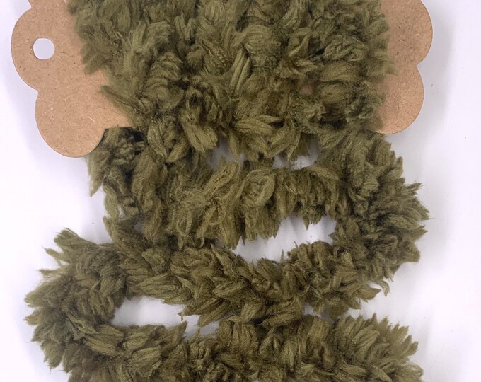 1 Yds Thick Sherpa (olive Green) Faux Fur Trim Novelty Fibers Mixed ...