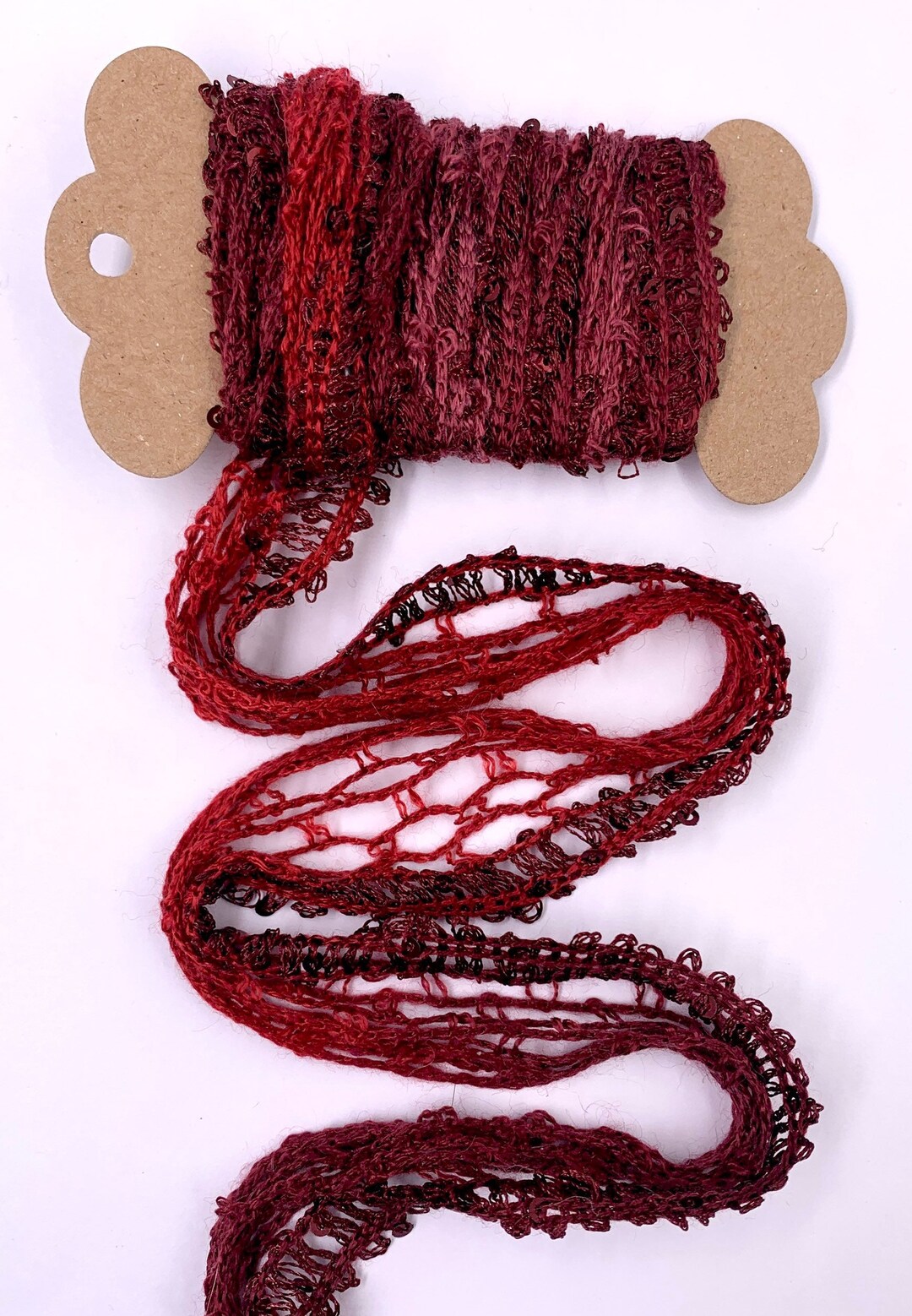 1.5 Yards 3 Fishnet Weave dark Red With Sequins Novelty Trim Mixed ...