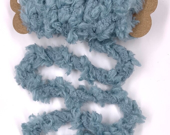 2 Yds Sherpa spa Blue Chenille Faux Fur Trim Novelty Fibers Mixed Media ...