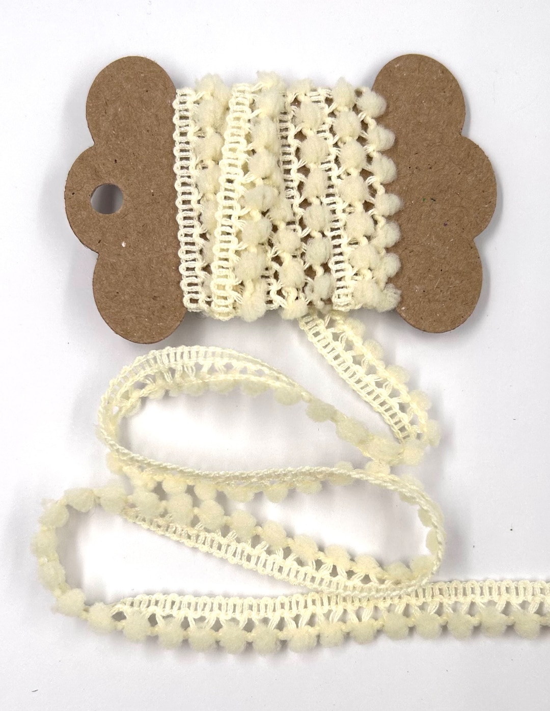 1 Yard 3/8" Small Pom Pom (ivory) Mini Pom Trim Fringe Novelty Art Yarn ...