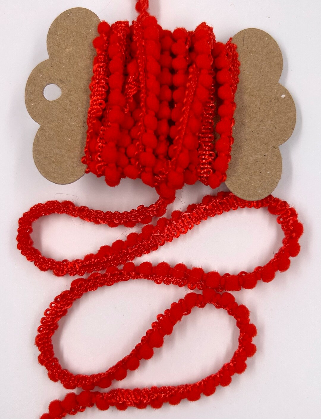1 Yard 3/8 Mini Pom Pom red Trim Fringe Novelty Art Yarn Crafts ...