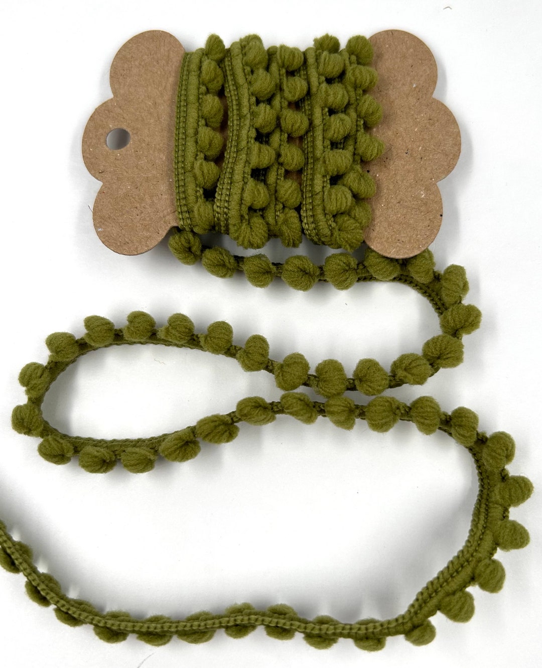 1 Yard 3/8" Baby Pom Pom (olive Green) Mini Pom Trim Fringe Novelty Art ...