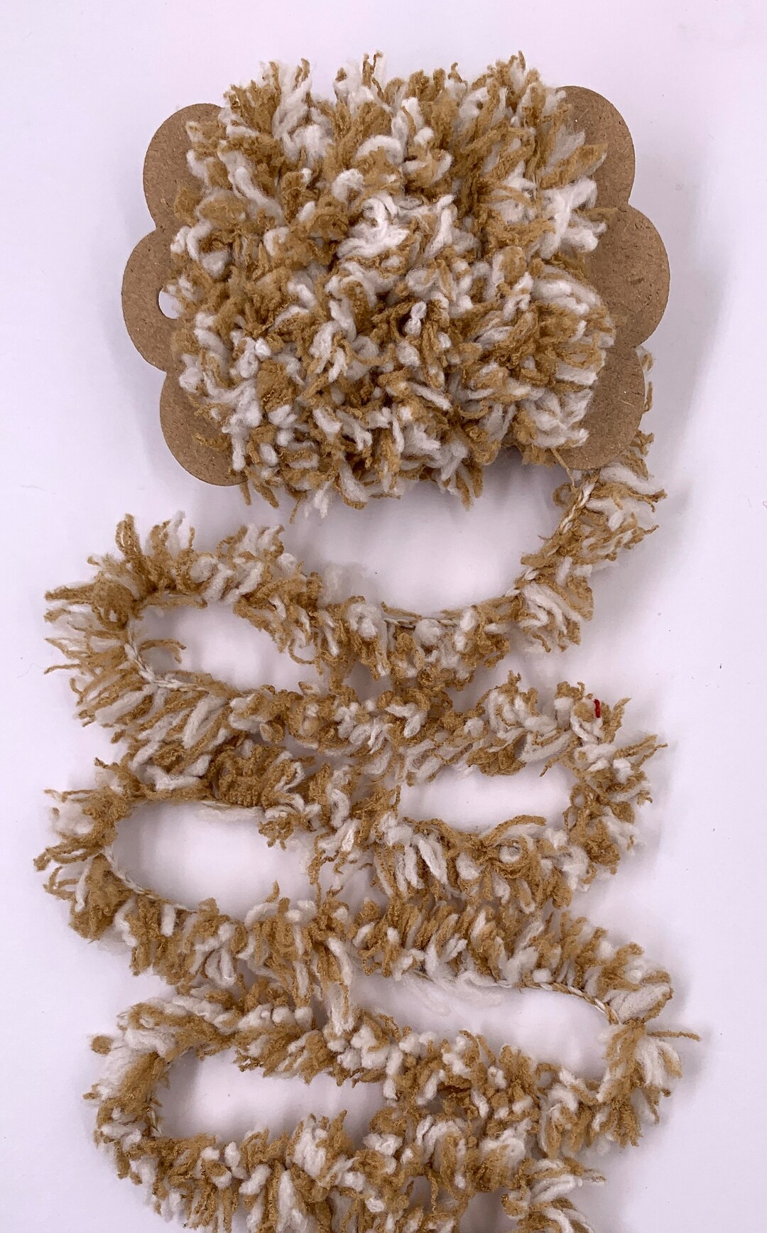 2 Yds Sherpa (tan & Ivory) Chenille Faux Fur Trim Novelty Fibers Mixed ...