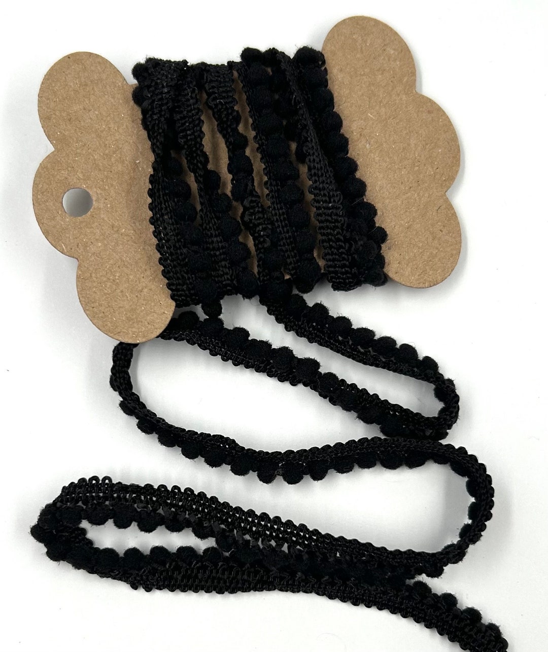 1 Yard 3/8 Petite Pom Pom black Mini Pom Trim Fringe Novelty Art Yarn ...