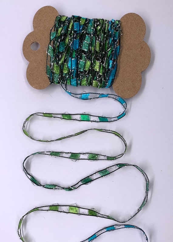 4 Yards Ladder Trim aqua Blue & Green Novelty Fibers - Etsy