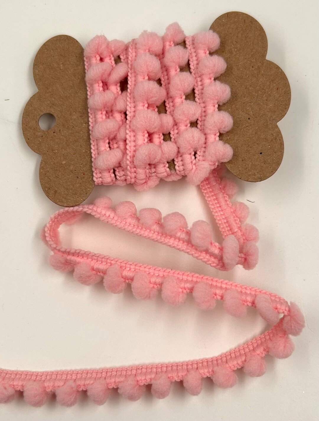 1 Yard 3/8" Baby Pom Pom (pink) Mini Pom Trim Fringe Novelty Art Yarn ...