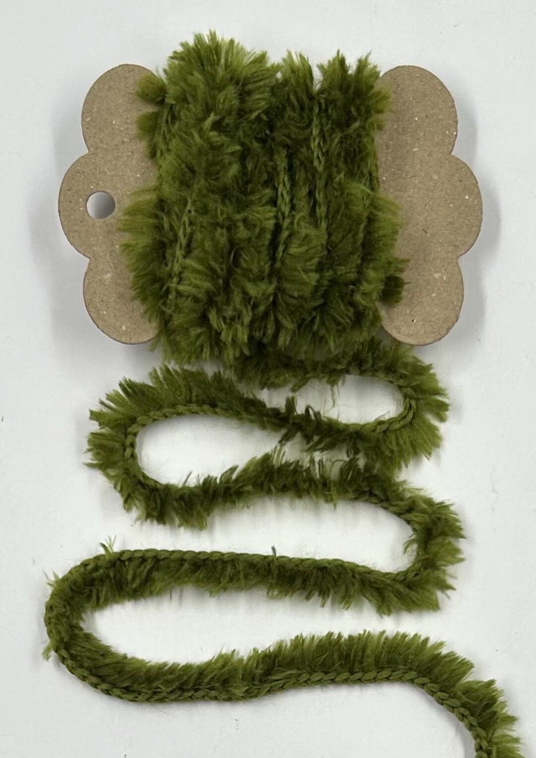 2 Yards 3/8” Short Faux Fur Yarn (olive Green) Trim Novelty Fibers ...