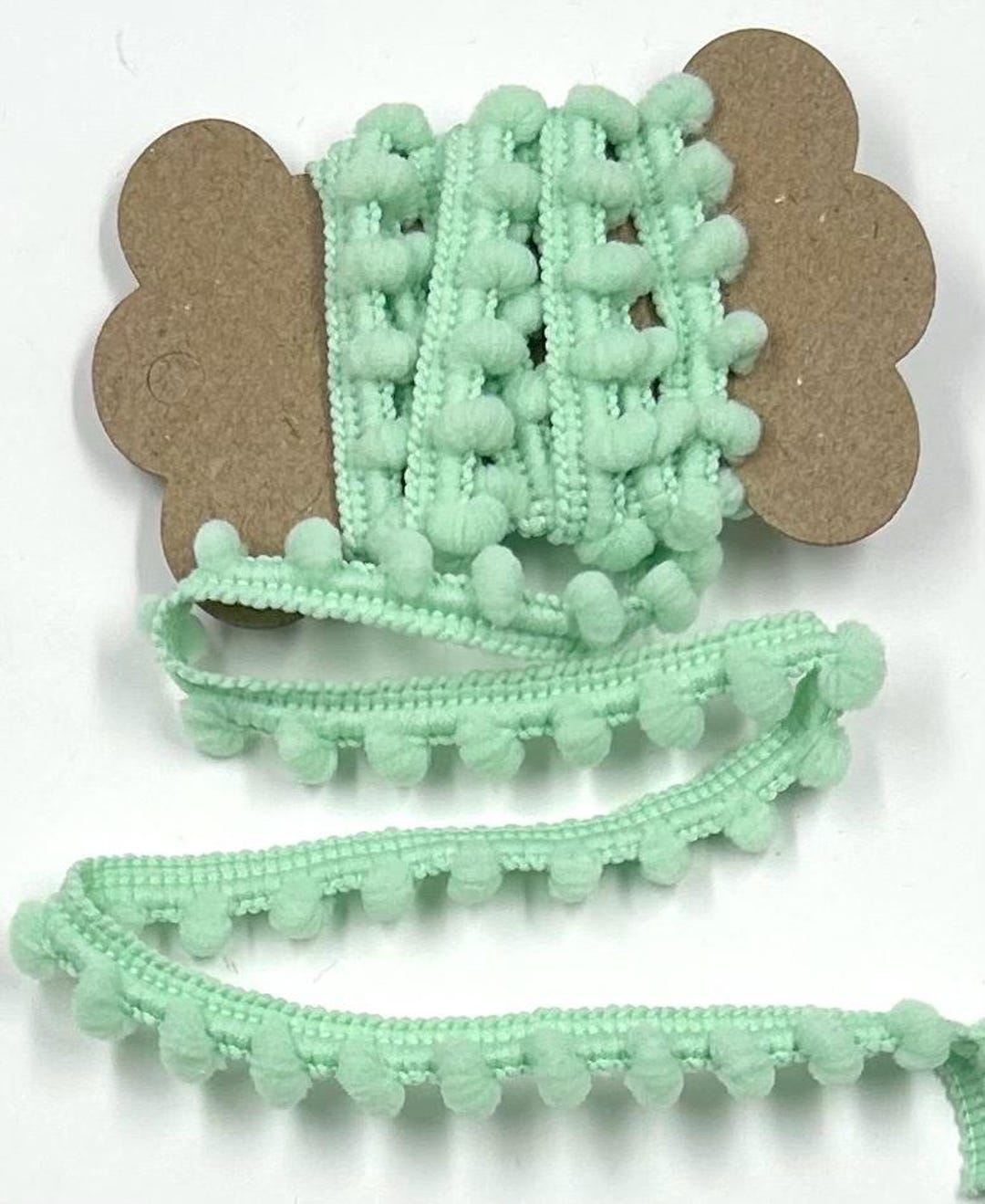 1 Yard 3/8" Baby Pom Pom (mint) Mini Pom Trim Fringe Novelty Art Yarn ...