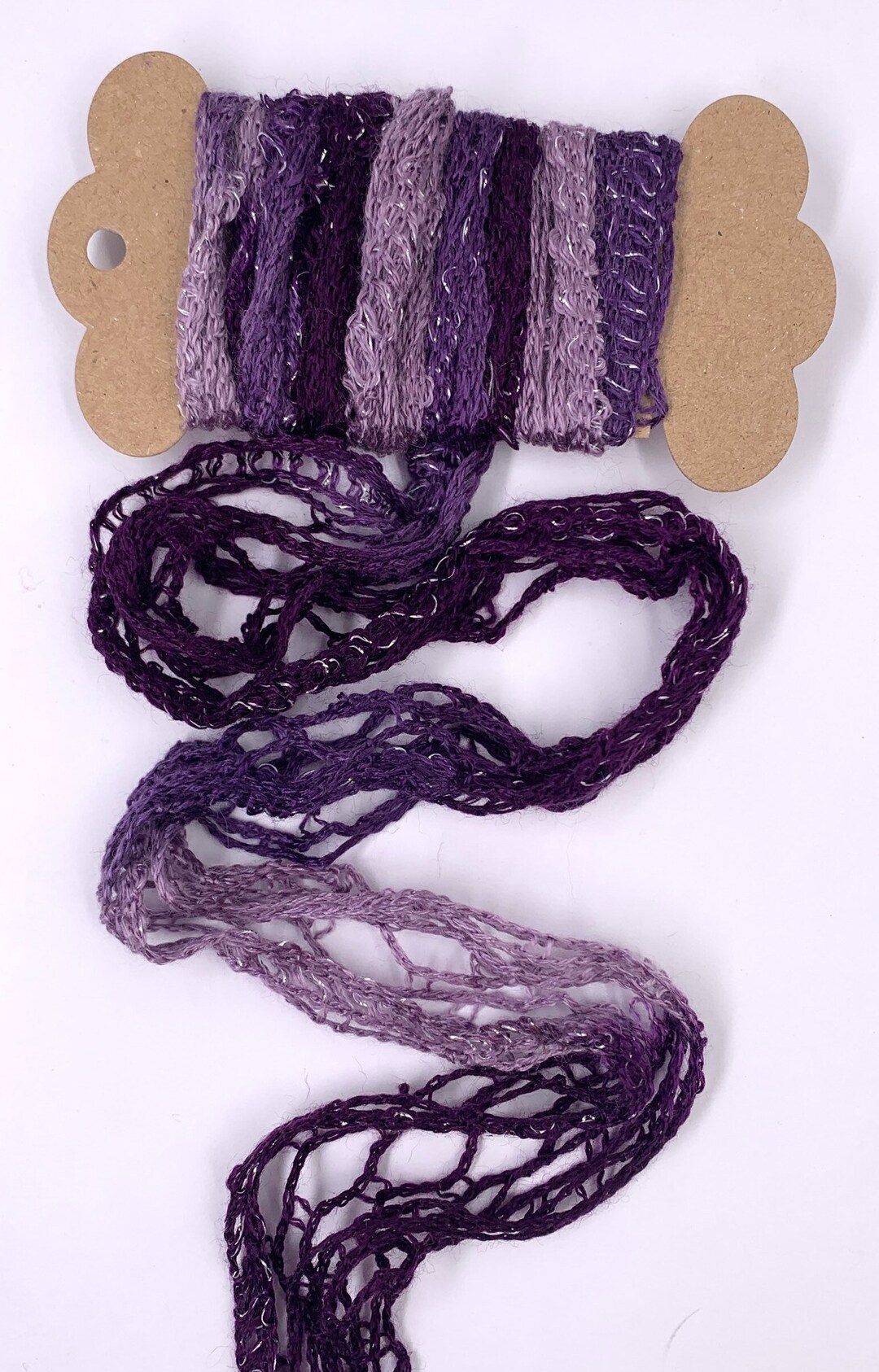 1.5 Yards 3 Fishnet Weave purple Metallic Novelty Trim Mixed Media Junk ...