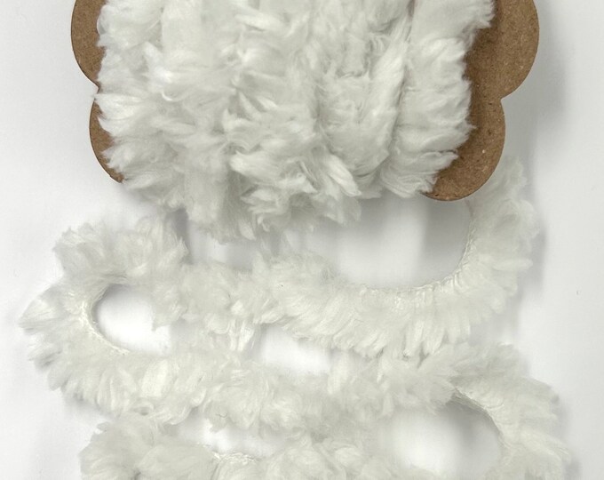 2 Yds Sherpa white Chenille Faux Fur Trim Novelty Fibers Mixed Media ...