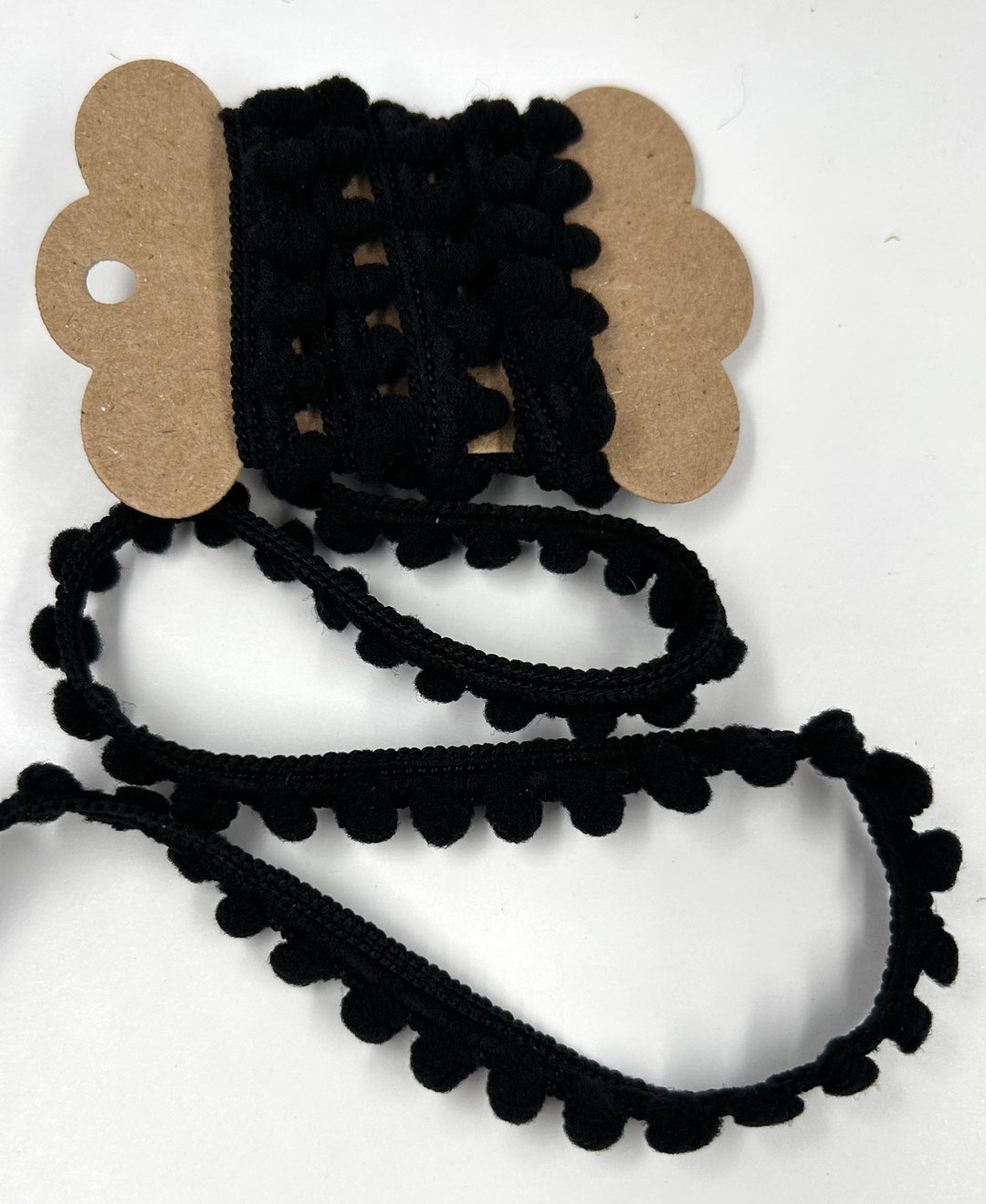 1 Yard 3/8" Baby Pom Pom (black) Mini Pom Trim Fringe Novelty Art Yarn ...