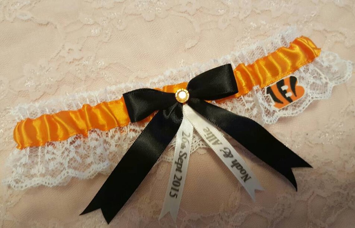 Cincinnati Bengals Inspired White Lace Football Wedding Garter Belt ...