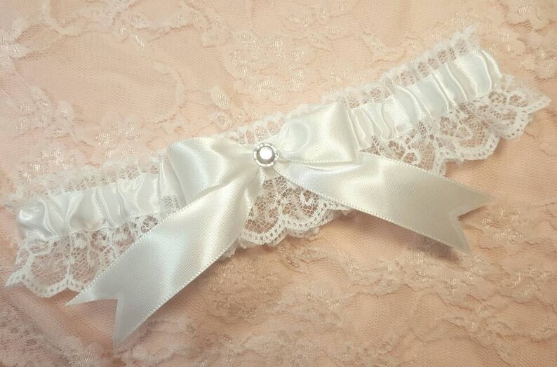 White Satin and Lace Wedding Garter Belt or 2pc Set - Etsy