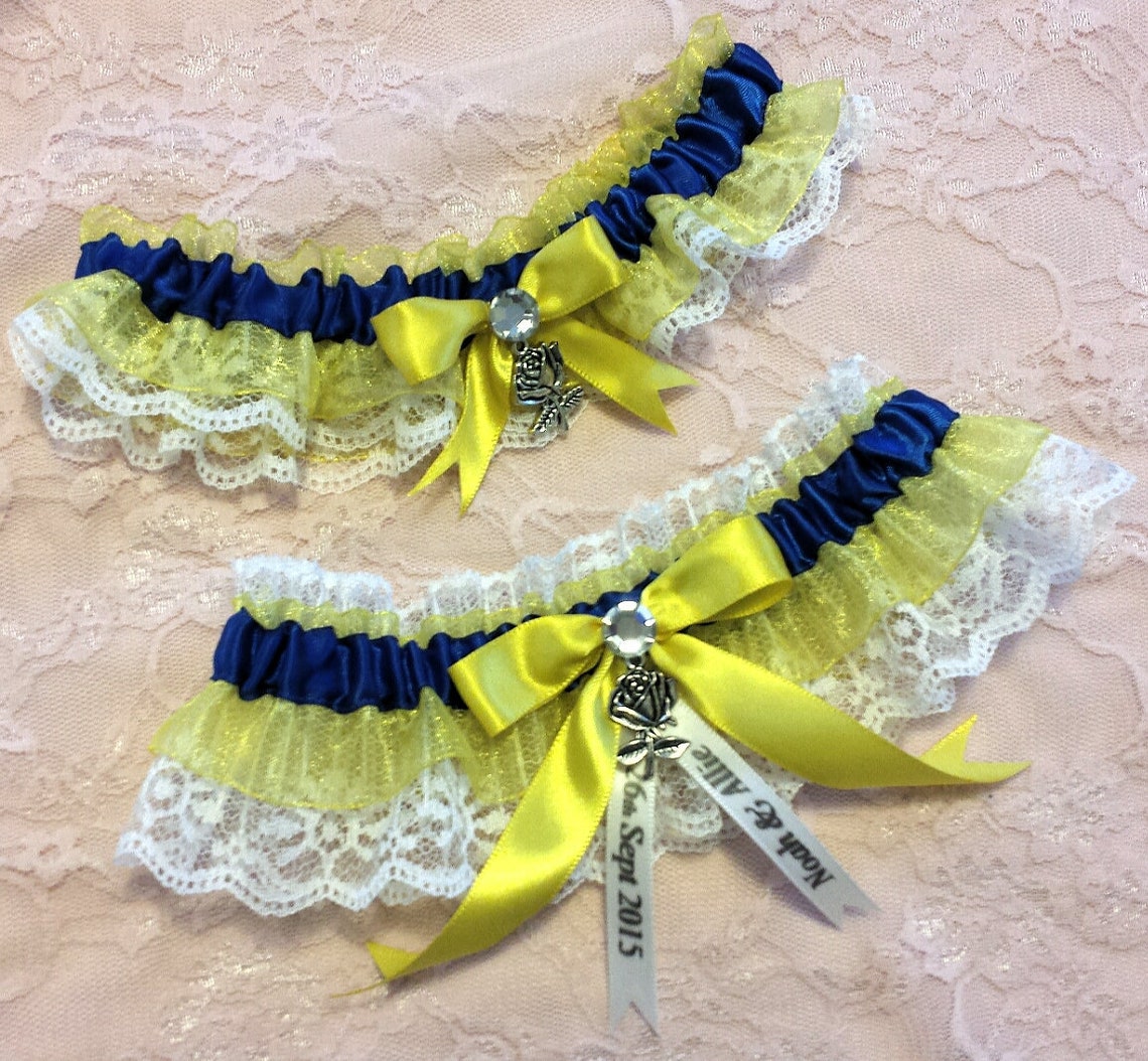Royal Blue, Yellow & White Lace Beauty and the Beast Inspired Rose ...