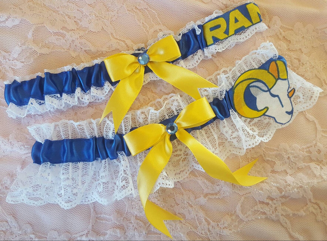 LA Rams Inspired Wedding Garter Belt 2pc Set W White Lace - Etsy