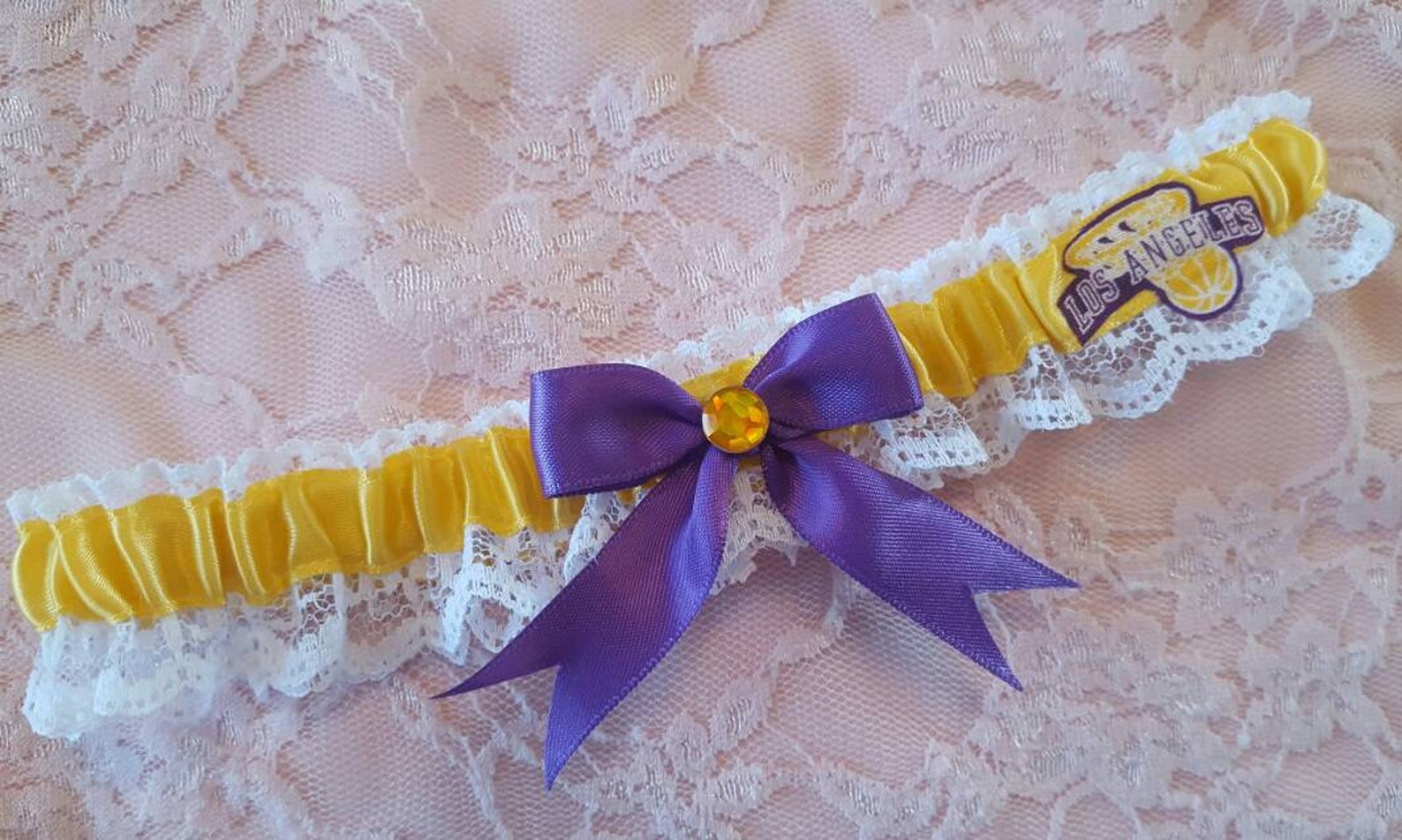 LA Lakers Inspired Basketball Wedding Garter Belt Toss or Set W/ White ...