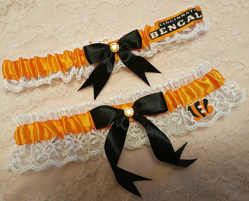 Cincinnati Bengals Inspired White Lace Football Wedding Garter Belt ...