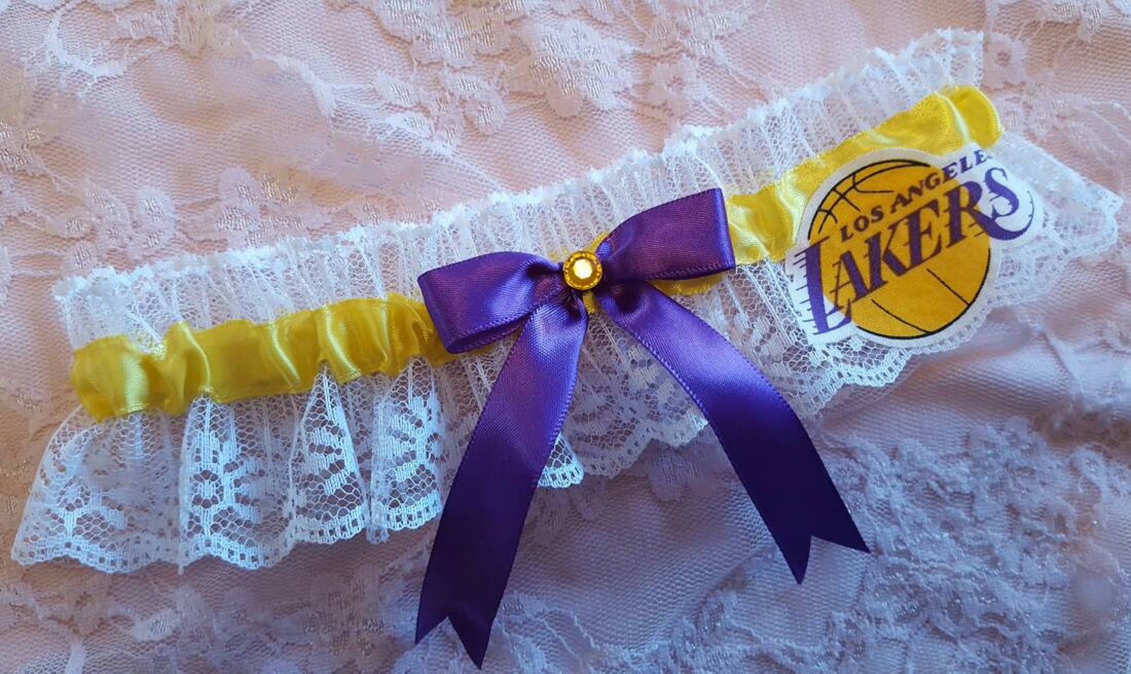 LA Lakers Inspired Basketball Wedding Garter Belt Toss or Set W/ White ...