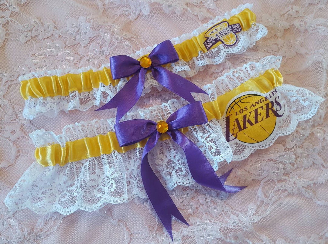 Handcrafted LA Lakers Inspired Wedding Garter Belt Set W/ White Lace - Etsy