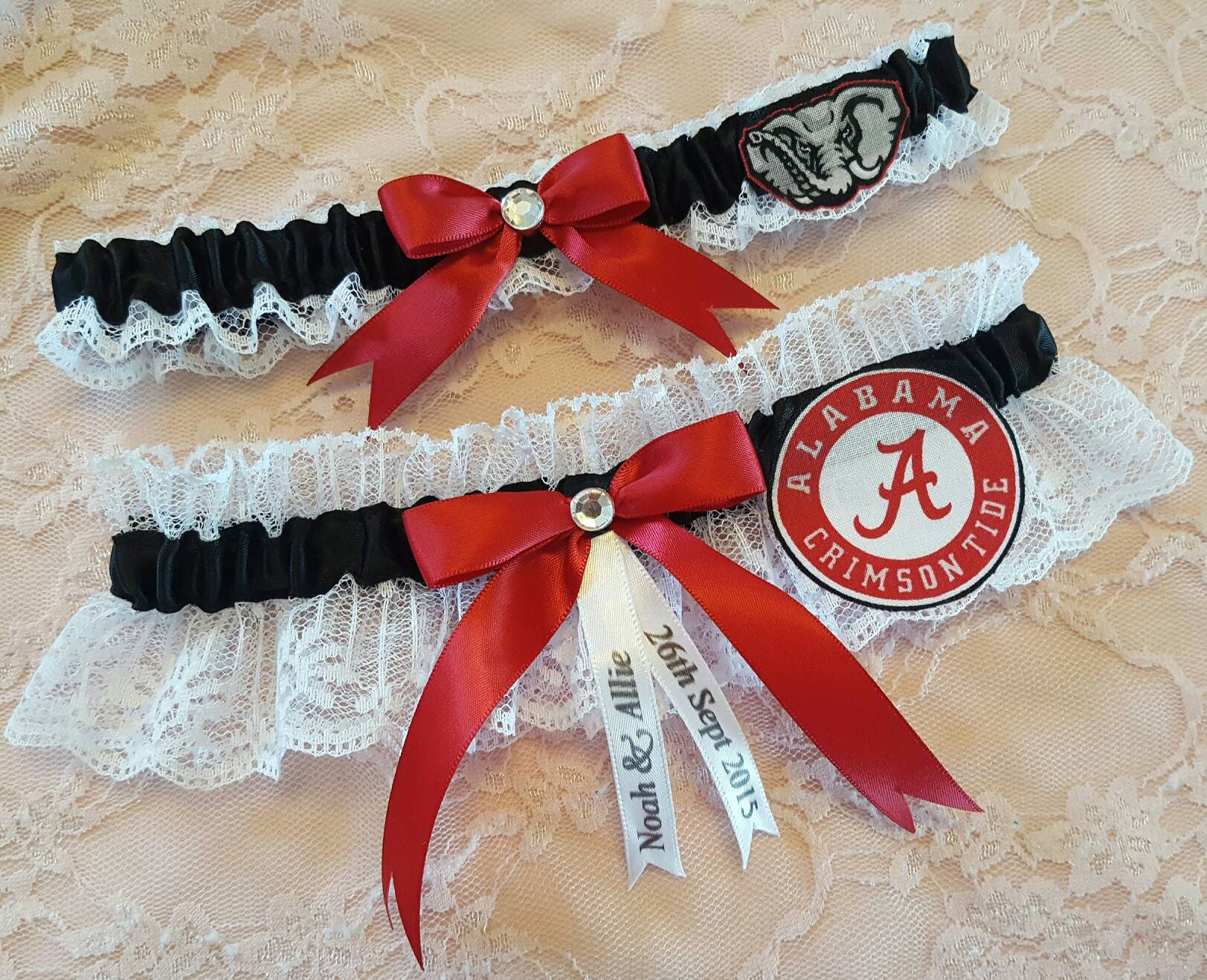 Alabama Crimson Tide Inspired Apple Red & Black White Lace Wedding ...